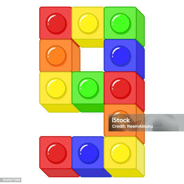 Block Number 9 In Colorful Blocks Drawing Stock Illustration Download