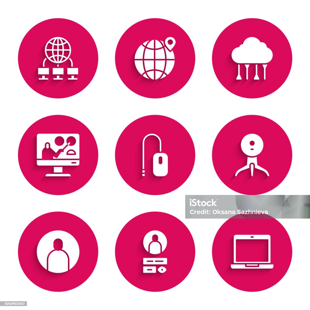 Set Computer Mouse Create Account Screen Laptop Web Camera Online Education Network Cloud