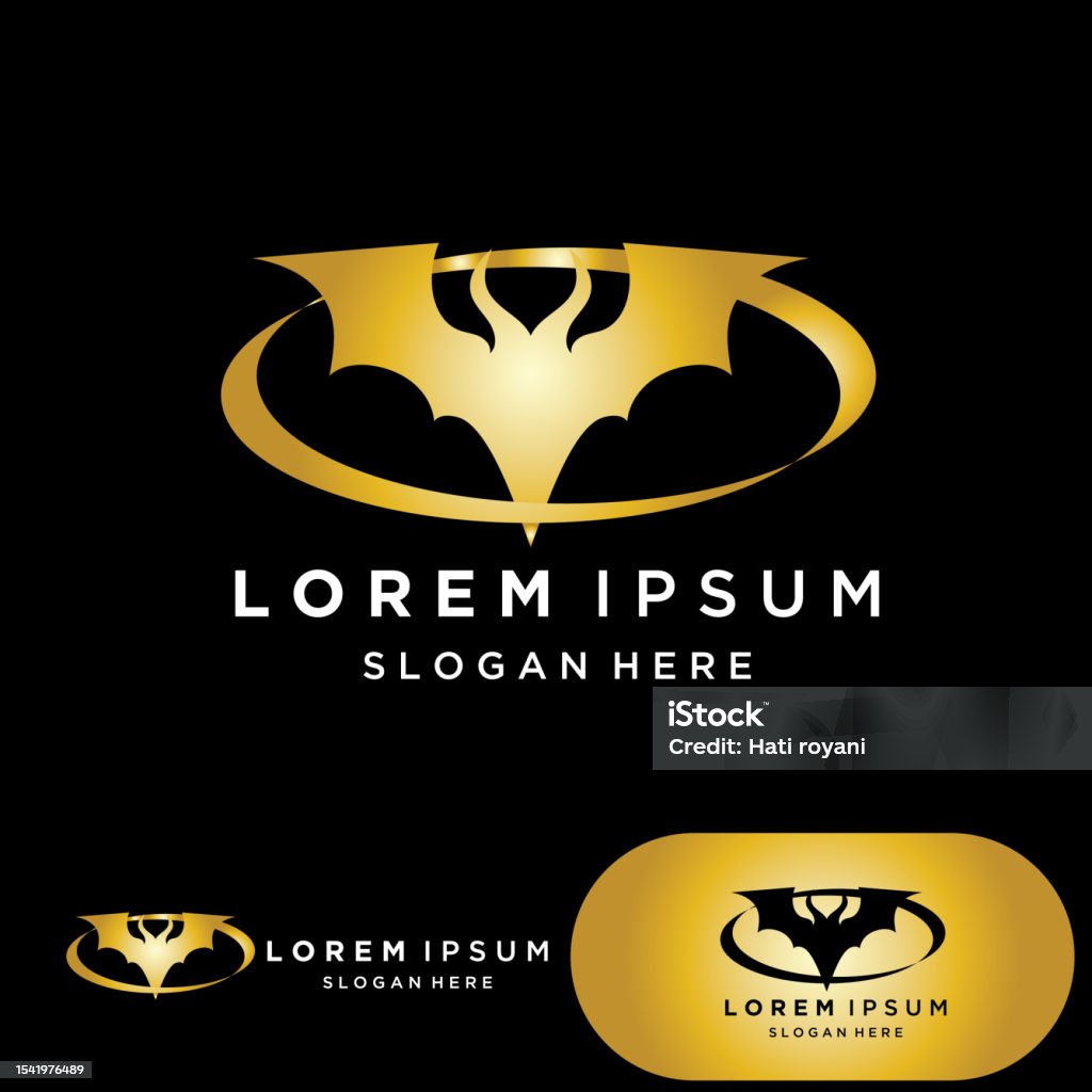Desain Ilustrasi Templat Logo Ikon Vektor Emas Kelelawar Ilustrasi Stok