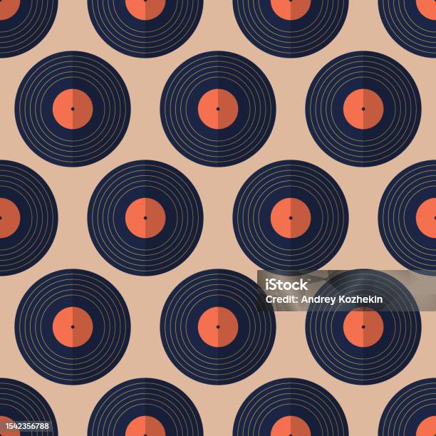 Vinyl Records Seamless Pattern Vinyl Background Stock Illustration