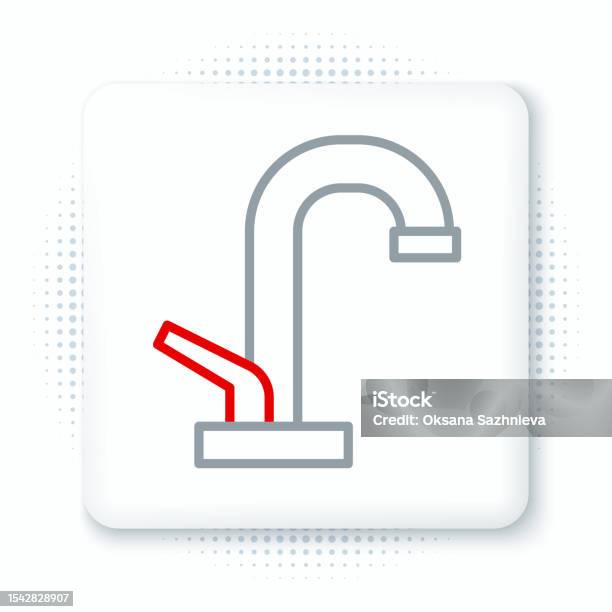 Icône Du Robinet Deau De Ligne Isolée Sur Fond Blanc Concept De Contour