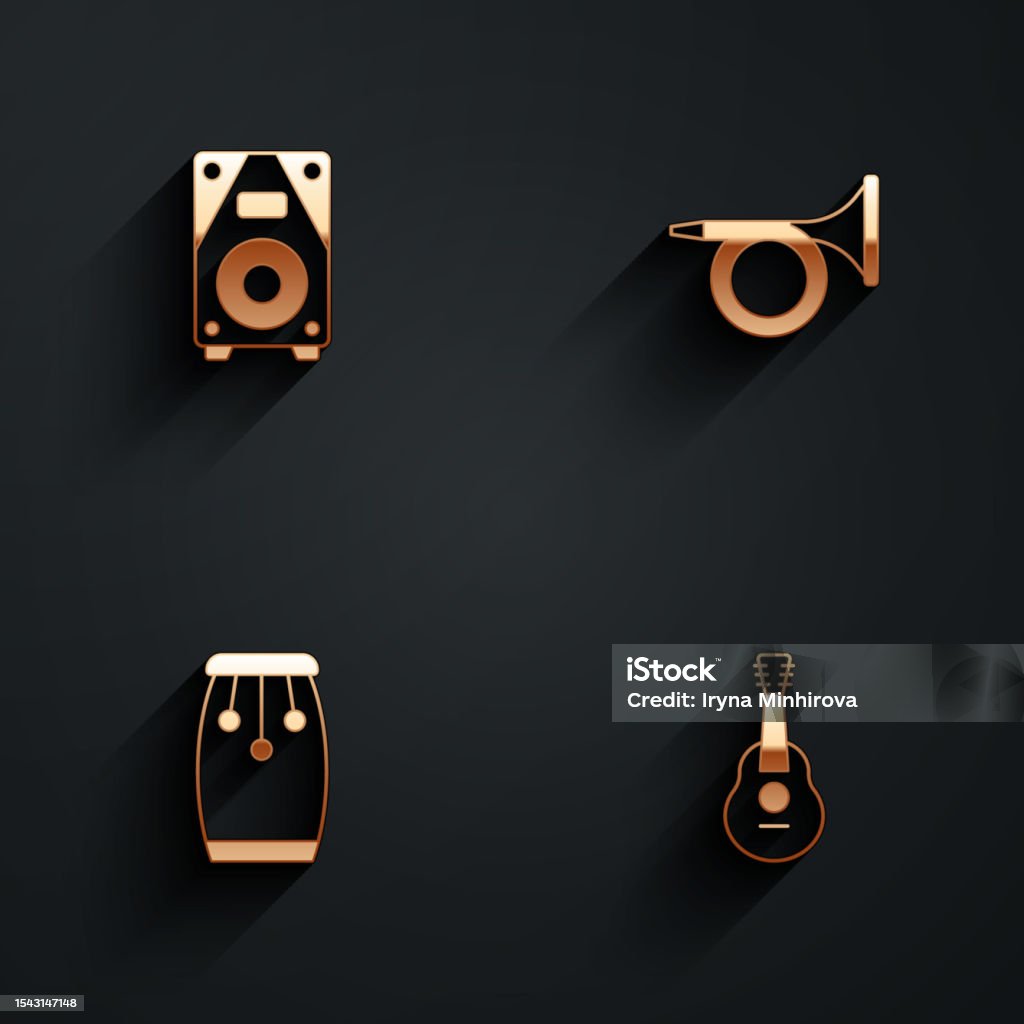 Atur Speaker Stereo Trumpet Drum Conga Dan Ikon Gitar Dengan Bayangan ... Atur Speaker Stereo Trumpet Drum Conga Dan Ikon Gitar Dengan Bayangan ...