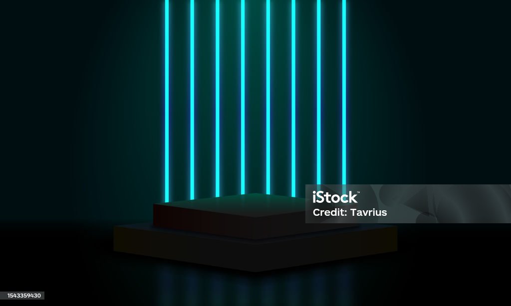 Podium Alas Silinder 3d Biru Realistis Abstrak Ruang Abstrak Gelap