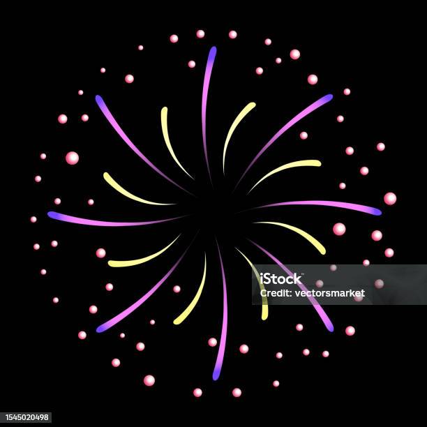 Flat Illustrations Of Fireworks And Pyrotechnic Stock Illustration