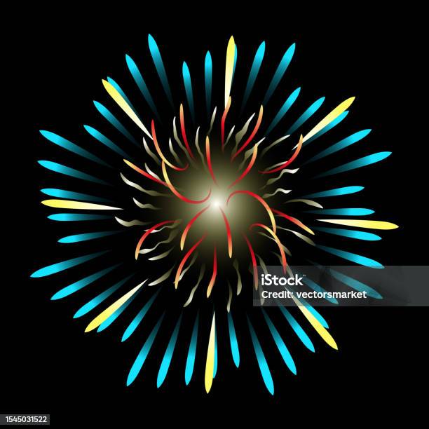 Flat Illustrations Of Fireworks And Pyrotechnic Stock Illustration
