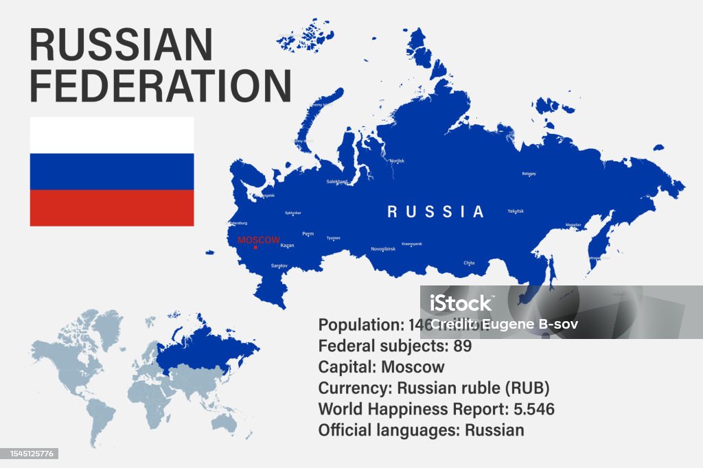Highly Detailed Russian Federation Map With Flag Capital And Small Map ... Highly Detailed Russian Federation Map With Flag Capital And Small Map ...