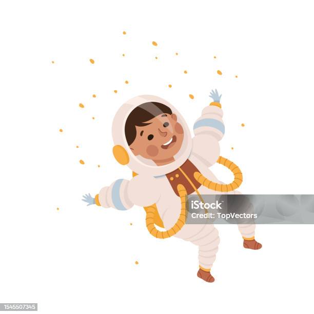 Anak Kecil Bahagia Dalam Pakaian Antariksa Mengambang Di Luar Angkasa ... Anak Kecil Bahagia Dalam Pakaian Antariksa Mengambang Di Luar Angkasa ...