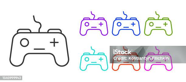 Ikon Gamepad Garis Hitam Terisolasi Pada Latar Belakang Putih