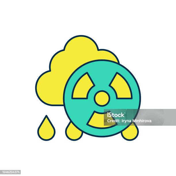 Contour Rempli Icône Pluie Acide Et Nuage Radioactif Isolée Sur Fond