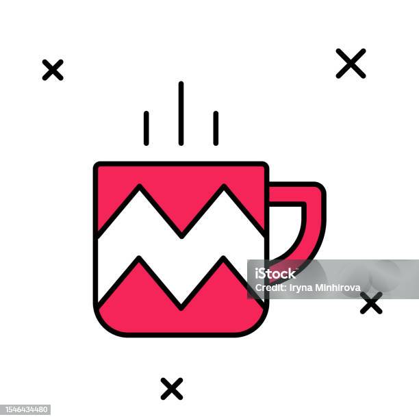 Gefüllter Umriss Tasse Tee Symbol Isoliert Auf Weißem Hintergrund
