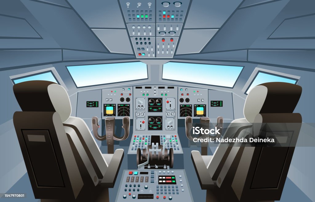 Tampilan Kokpit Pesawat Dengan Tombol Panel Kontrol Dasbor Dan Kursi ... Tampilan Kokpit Pesawat Dengan Tombol Panel Kontrol Dasbor Dan Kursi ...