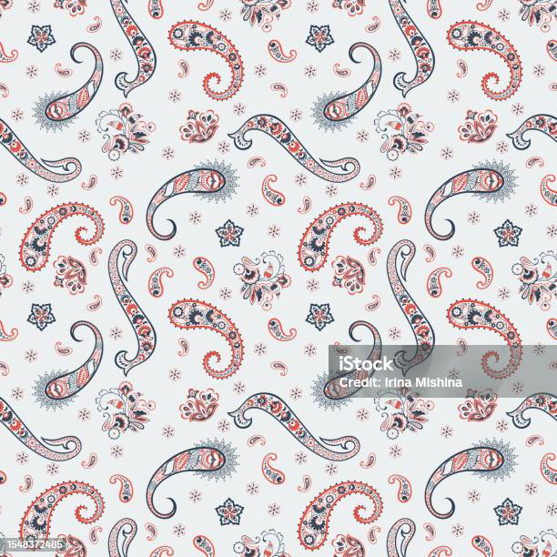 Seamless Paisley Pattern In Indian Batik Style Floral Vector