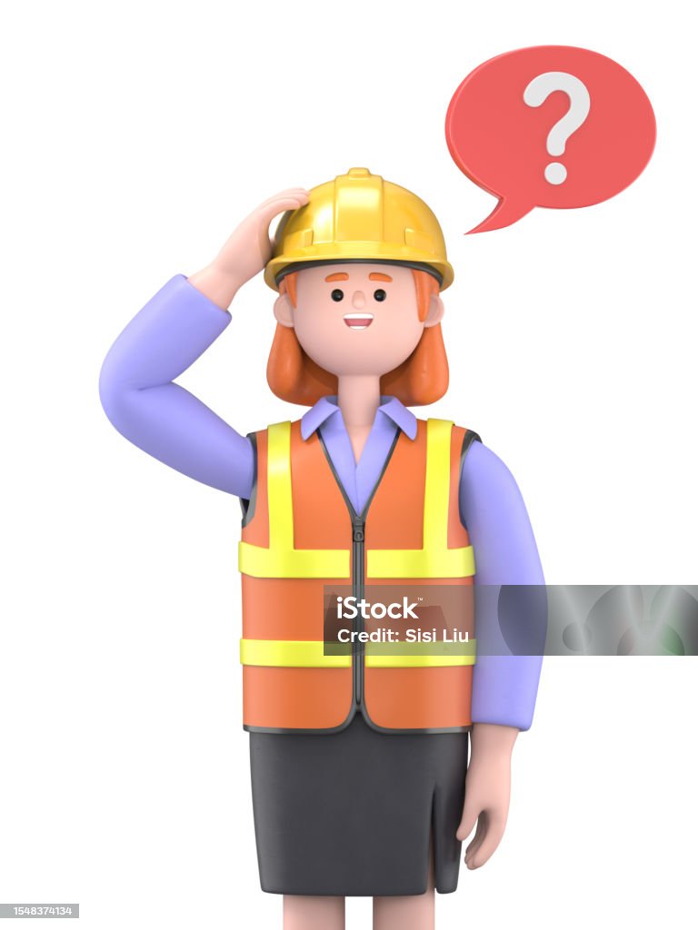 Ilustrasi 3d Berpikir Insinyur Wanita Pam Menggaruk Kepalanya Dan ... Ilustrasi 3d Berpikir Insinyur Wanita Pam Menggaruk Kepalanya Dan ...