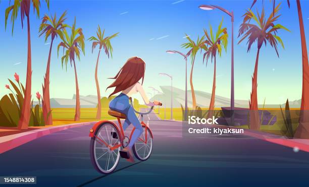 Vetores de Mulher Jovem Dos Desenhos Animados Que Anda De Bicicleta Na ... Vetores de Mulher Jovem Dos Desenhos Animados Que Anda De Bicicleta Na ...