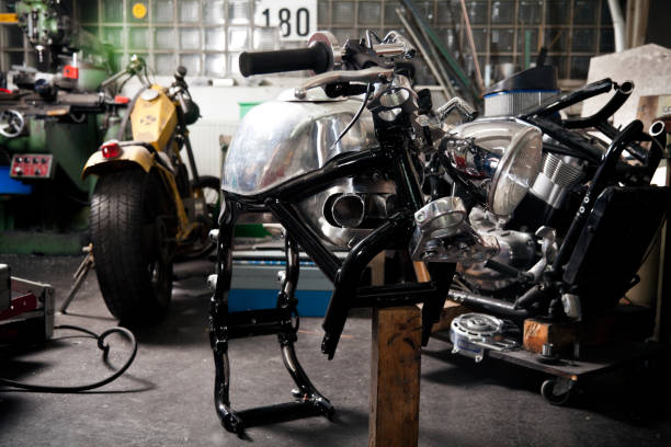 Free picture: Cast iron sculpture of a motorcycle
