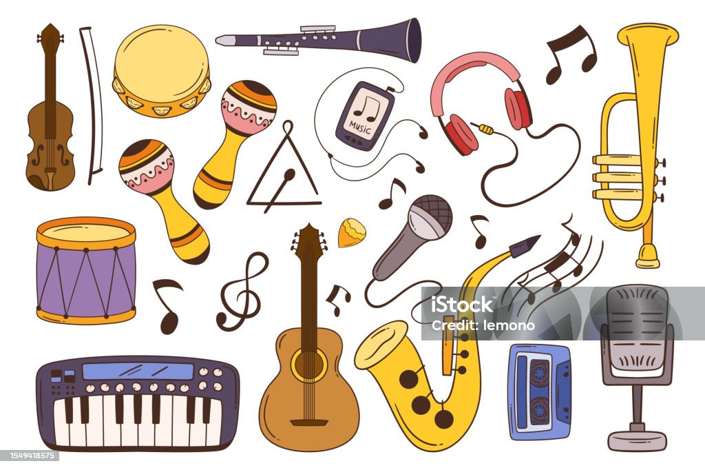 Ensemble Dinstruments De Musique Doodle Et Darticles De Musique Violon
