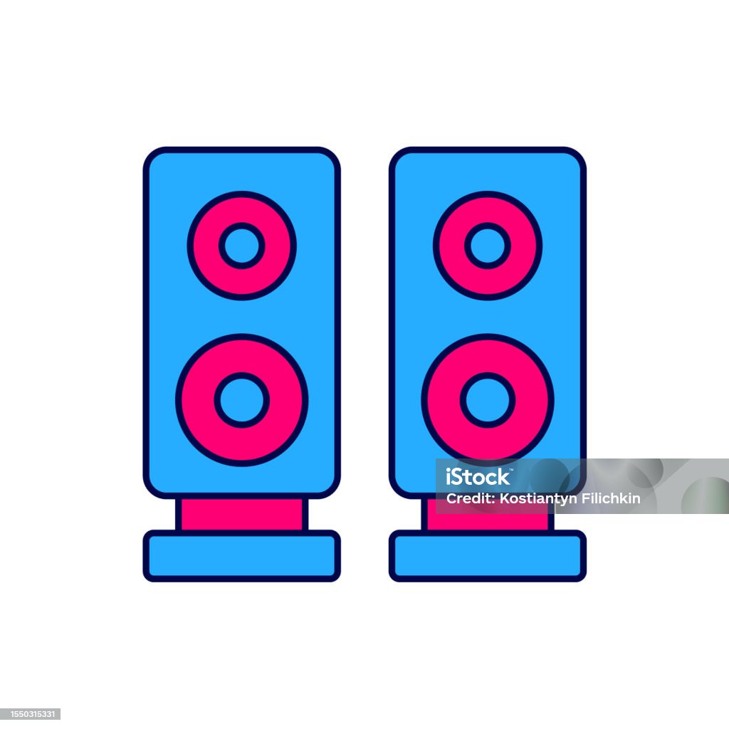 Filled Outline Stereo Speaker Icon Isolated On White Background Sound