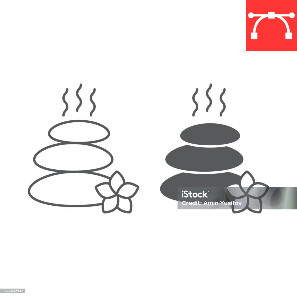 Hot Stone Massage Line And Glyph Icon Stock Illustration Download Image Now Balance Beauty