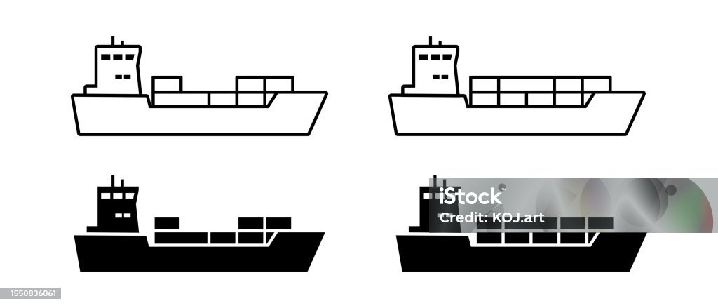 Ðargo Set Ikon Vektor Kapal Simbol Kapal Tanker Laut Tanda Kontainer Transportasi Ilustrasi Stok