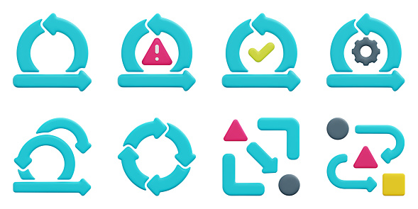 Agile 3d Vector Icon Set Acceptance Agile Continuous Iteration Scrum