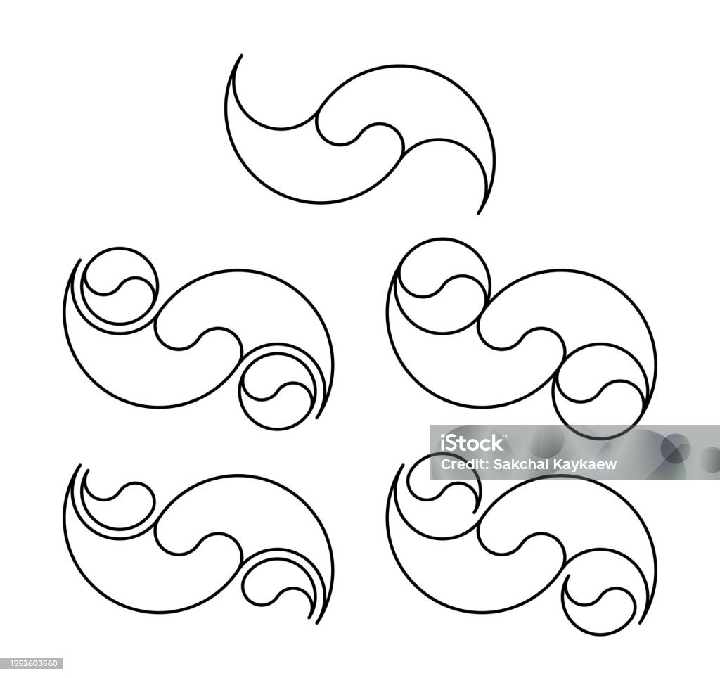 South Korea Logo Outline Set Vector Illustration Isolated On White