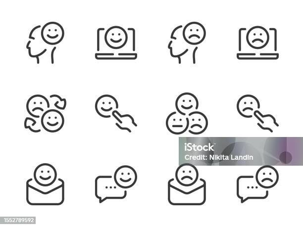 Ilustración De Iconos De Líneas Vectoriales Testimoniales Y Emoticonos