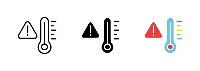 Ein Symbol Eines Thermometers Mit Einem Symbol Für Die Bedrohungsstufe ... Ein Symbol Eines Thermometers Mit Einem Symbol Für Die Bedrohungsstufe ...