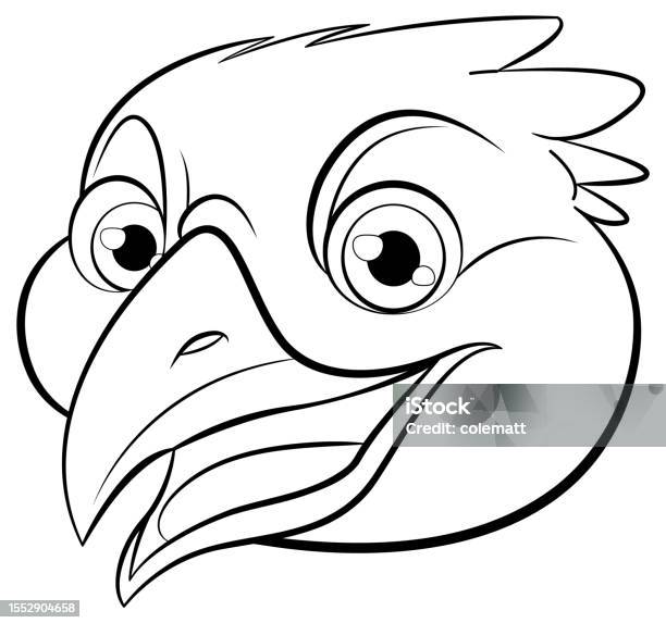 A Vector Cartoon Illustration Of A Smiling Bird Outlined In White Stock