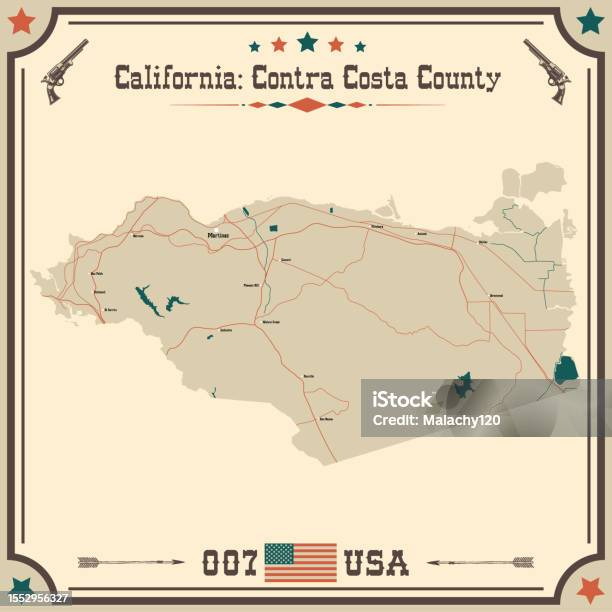 Large And Accurate Map Of Contra Costa County California Usa With
