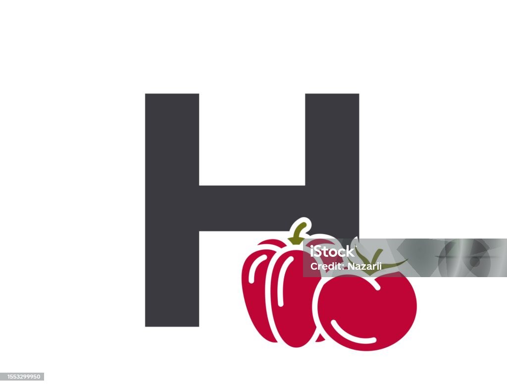 Lettre H Avec Tomate Et Poivron Symbole Du Logo De Lalphabet Des