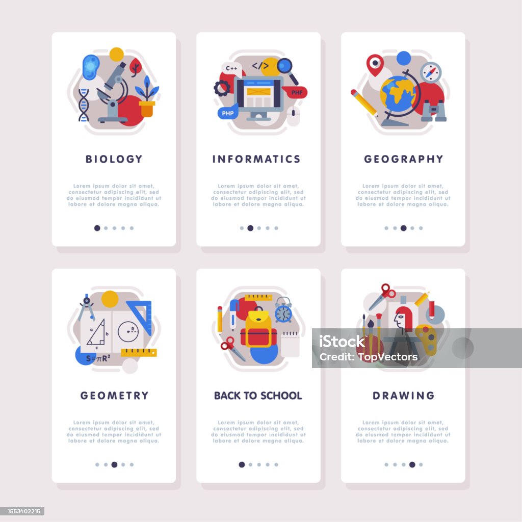 School Education Banner Design With Educational Objects Vector Template