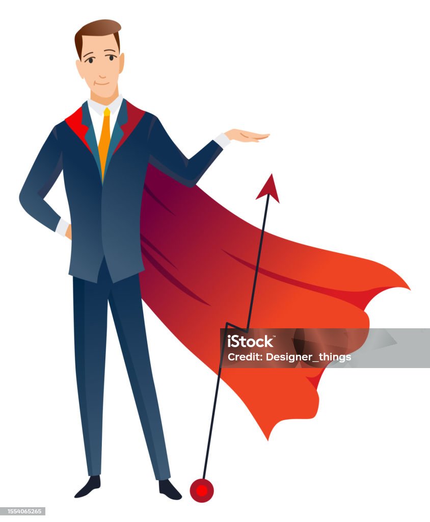 Businessman Superhero Character Office Worker Or Manager In Costume And