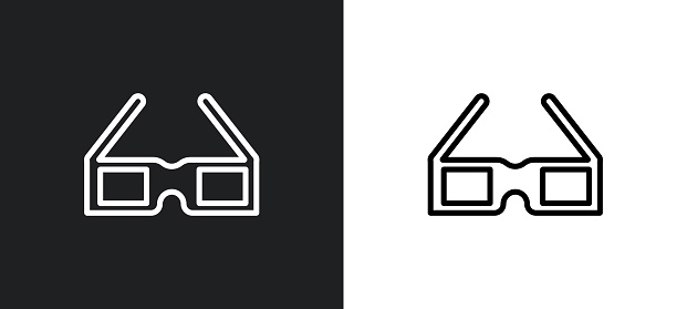 Icône De Contour De Lunettes 3d En Blanc Et Noir Icône Vectorielle
