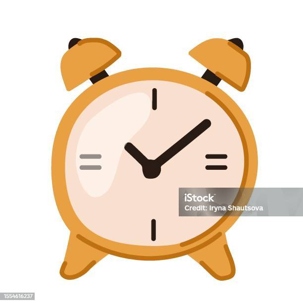 Ilustrasi Jam Alarm Dalam Gaya Doodle Datar Terisolasi Pada Latar