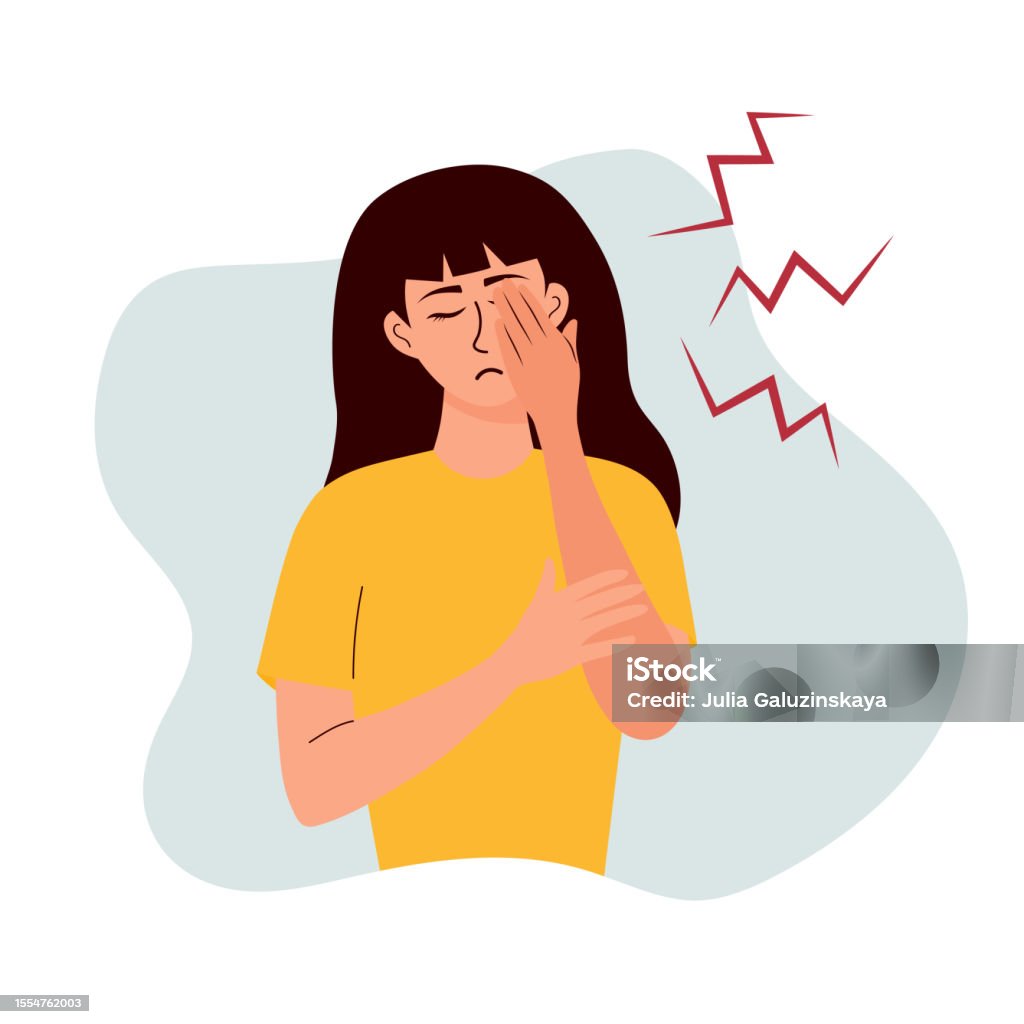 Ilustración De Mujer Con Inflamación Y Lesión Del Ojo Conjuntivitis