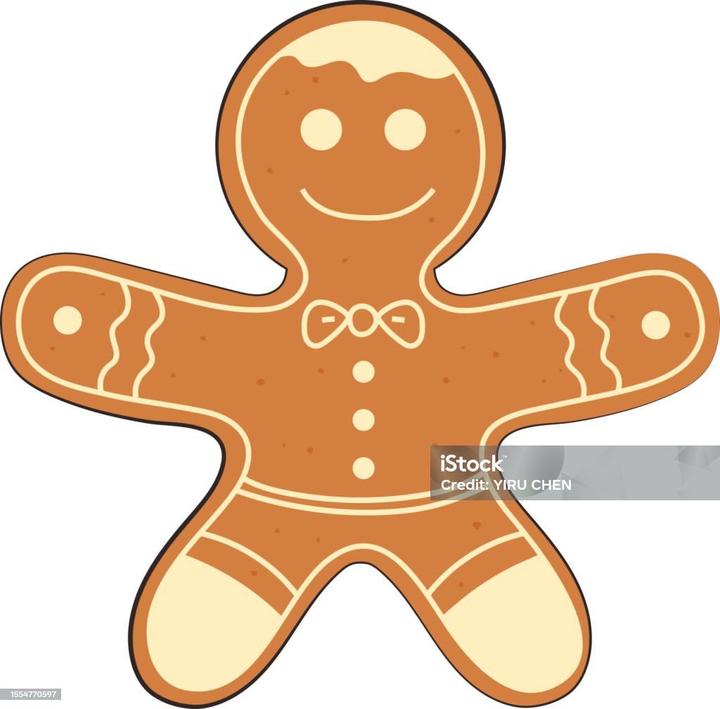 Cute Christmas Gingerbread Man Bake Decoration Doodle Illustration