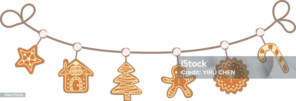 Cute Christmas Gingerbread Man Bake Decoration Doodle Illustration
