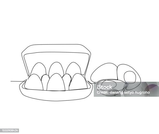 Dessin Continu Dune Ligne De Lœuf De Poule Sur La Boîte Les Œufs