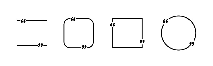 Quoting Box Set Quote Frame With Quotation Marks Speech Bubble For Text