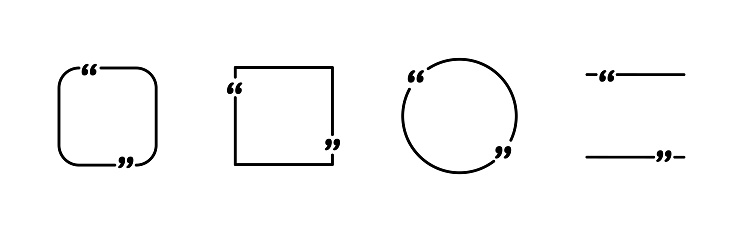 Quoting Box Set Quote Frame With Quotation Marks Speech Bubble For Text