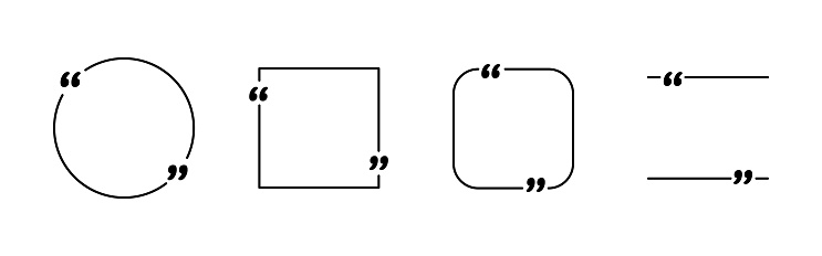 Quoting Box Set Quote Frame With Quotation Marks Speech Bubble For Text