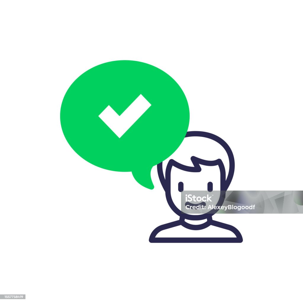 Ikon Garis Tipis Yang Disetujui Manusia Dan Gelembung Pidato Dengan