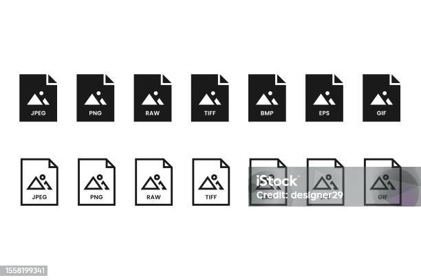 Image File Format Set Jpeg Png Raw Tiff Bmp Eps And File Icon Set
