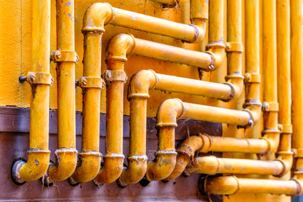 Free Stock Photo of Close-up of textured yellow industrial pipes ...