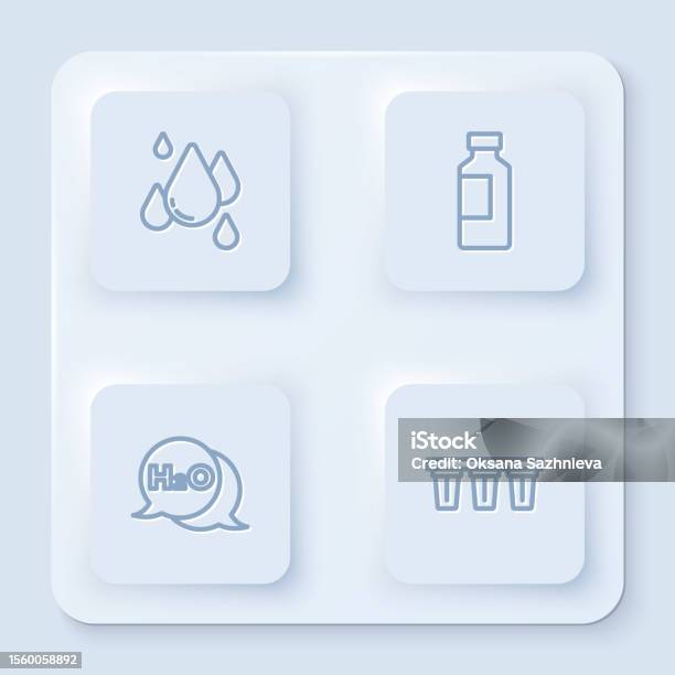 Réglez La Ligne Goutte Deau Bouteille Deau Formule Chimique Pour H2o Et