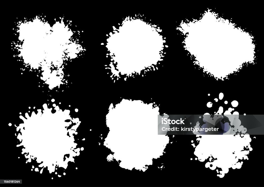 Koleksi Desain Percikan Gaya Grunge Putih Di Atas Hitam Ilustrasi Stok