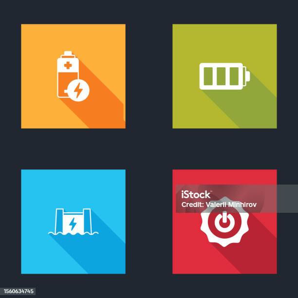 Ilustración de Configure El Icono De Batería Presa Hidroeléctrica Y ... Ilustración de Configure El Icono De Batería Presa Hidroeléctrica Y ...