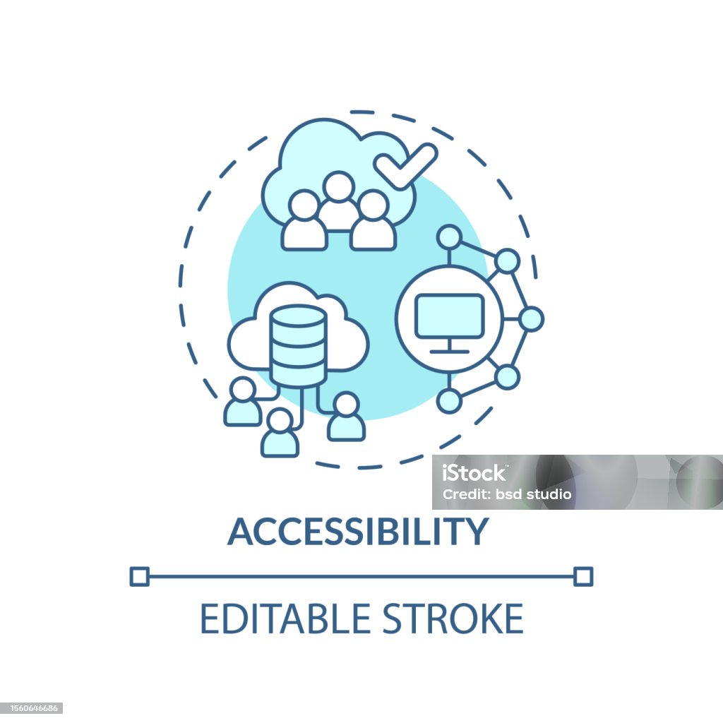 2d Data Democratization Concept Linear Icon Stock Illustration