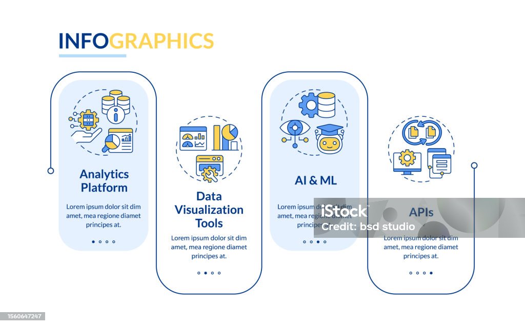 Data Democratization Layout With Line Icons Stock Illustration