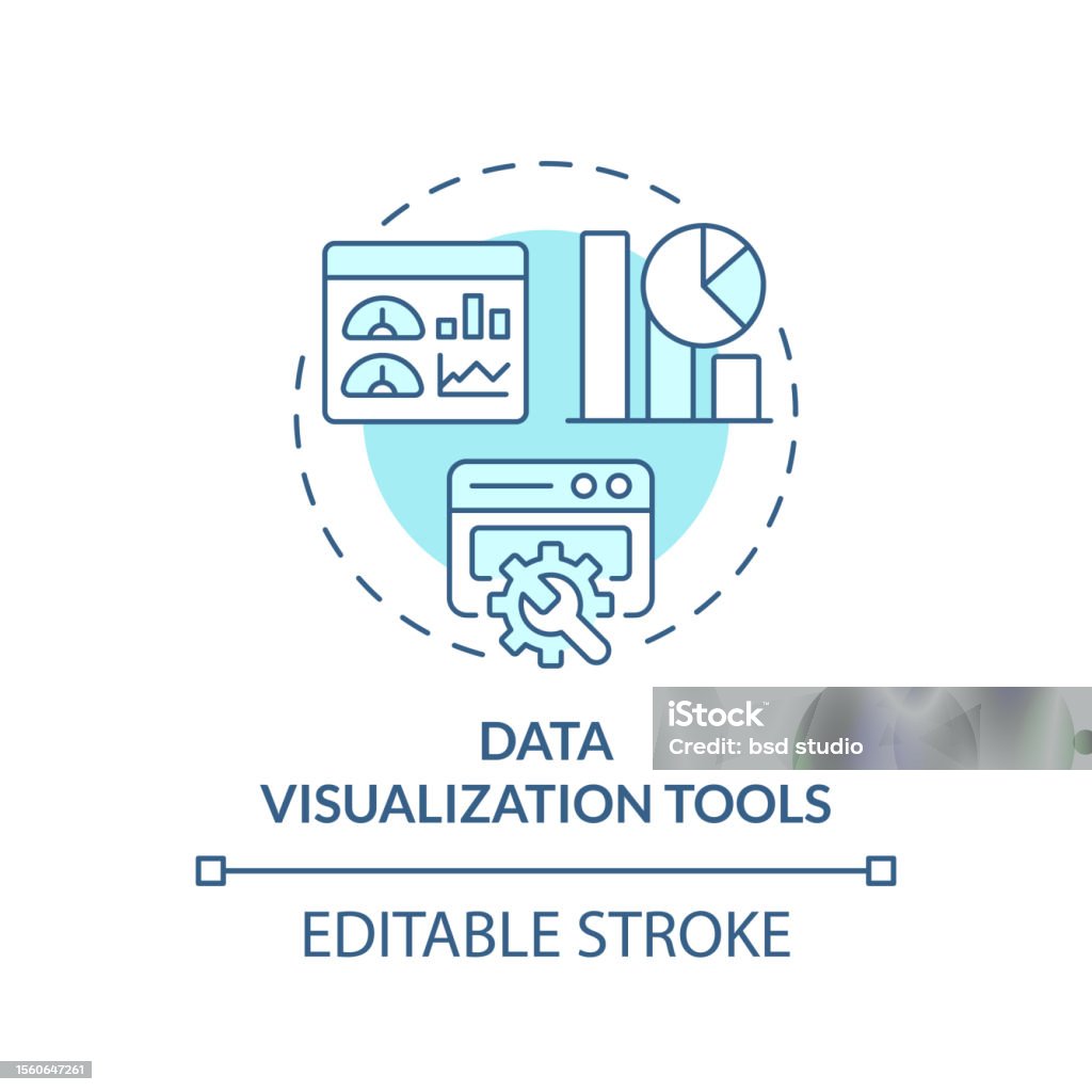 2d Data Visualization Tools Concept Linear Icon Stock Illustration